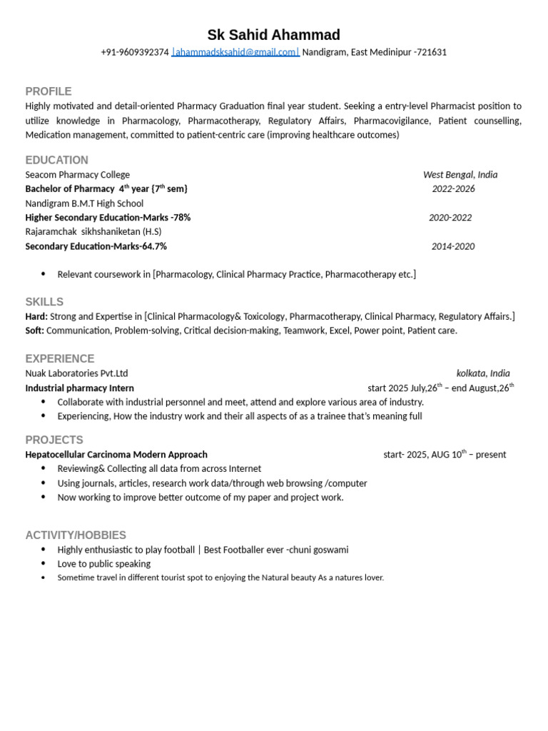 Rishabh Mishra - Resume Template | PDF | Pharmacy | Health Care