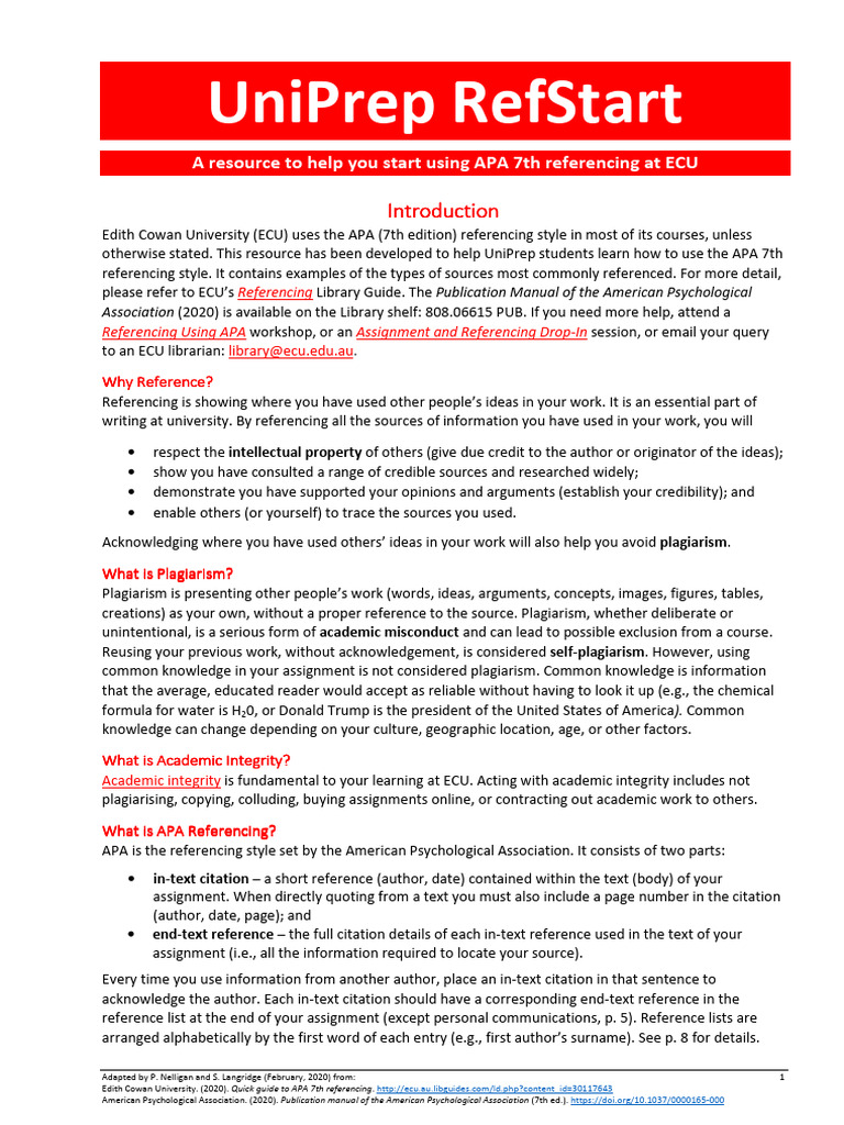 APA 7th Referencing Guide for Students | PDF | Apa Style | Bracket