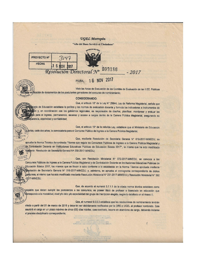 Resolución de Nombramiento | PDF