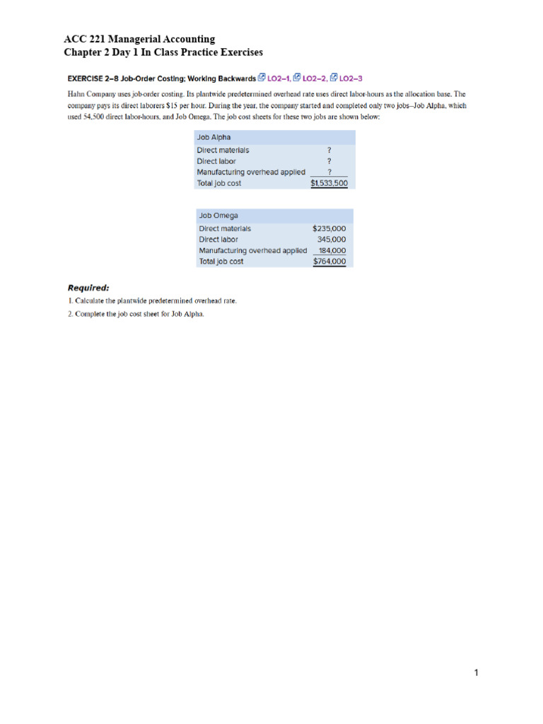 Acc 221 Chapter 2 Discover and Practice Classwork Day 1 | PDF