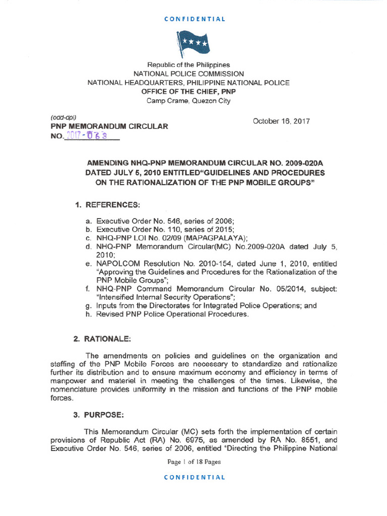RES 2018-119 Approving The Restructuring of The PNP Mobile Forces | PDF