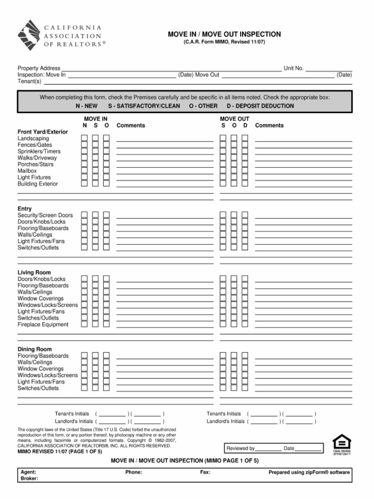 Move in Move Out Inspection | PDF