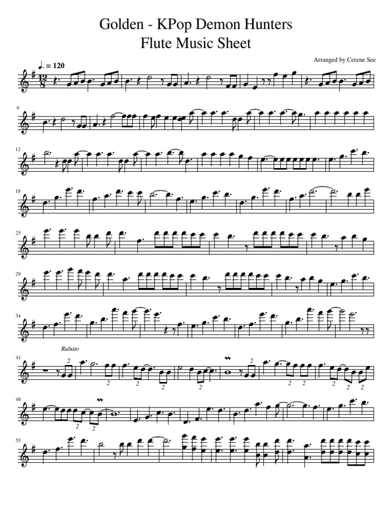 Golden KPop Demon Hunters Flute Sheet | PDF