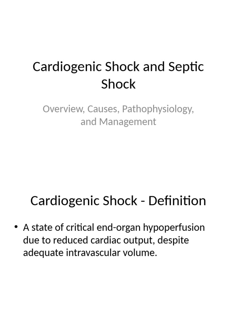 Cardiogenic and Septic Shock Presentation | PDF