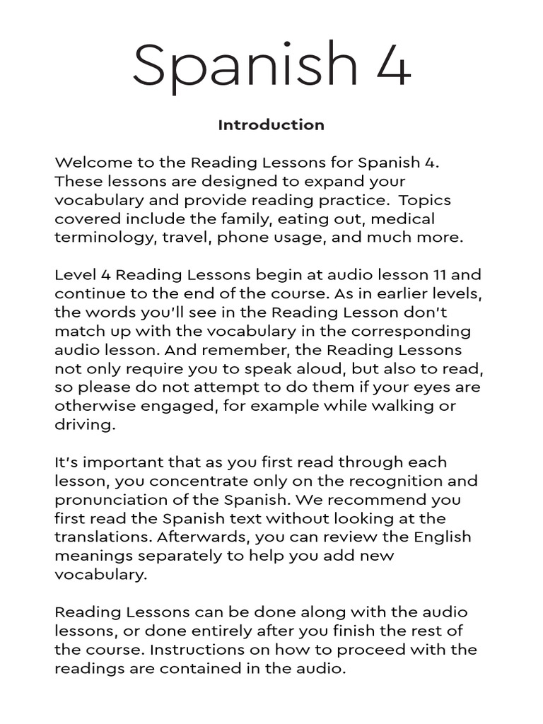 Spanish Level 4 Intro | PDF