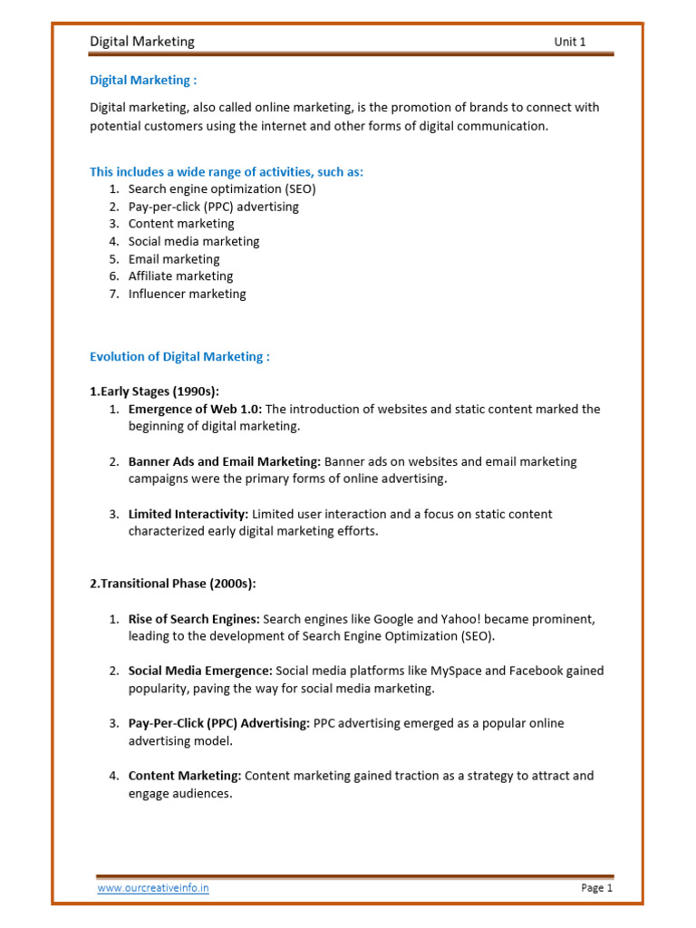 Digital Marketing BCA Notes | PDF | Digital Marketing | Social Media ...