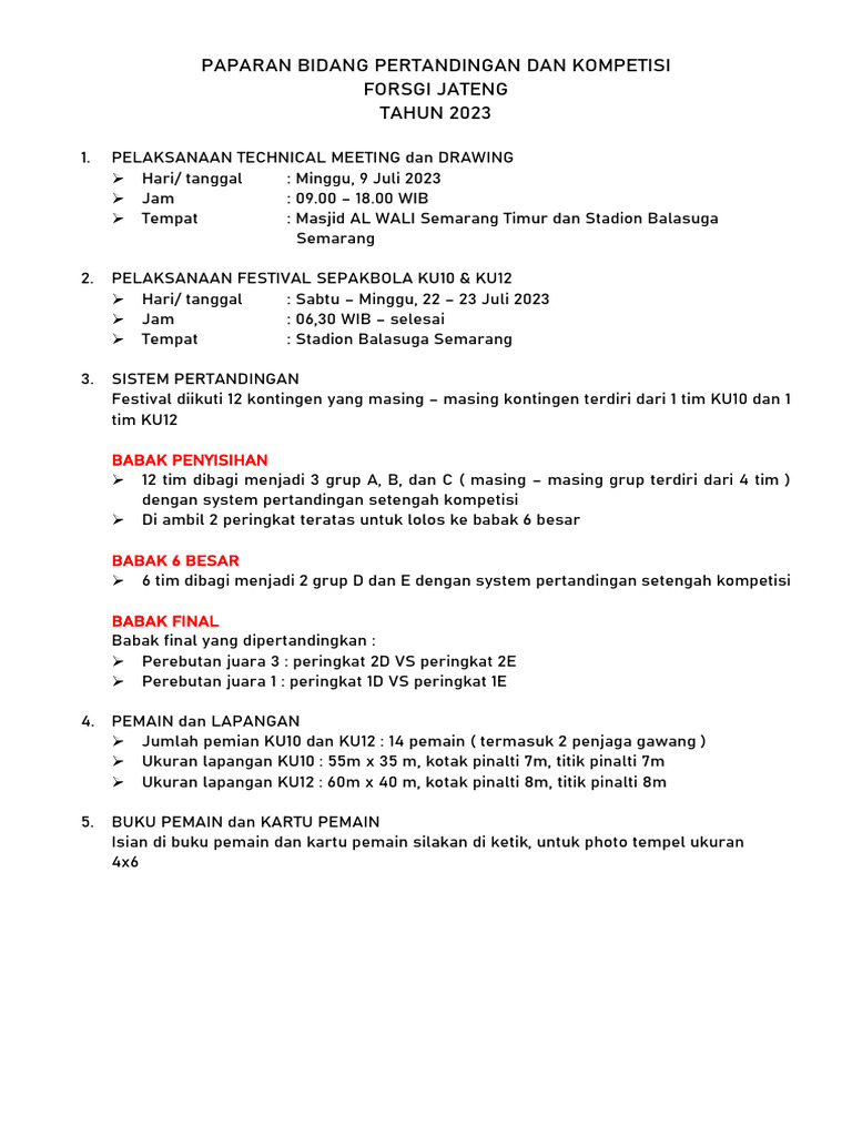 Paparan Bidang Pertandingan Dan Kompetisi | PDF
