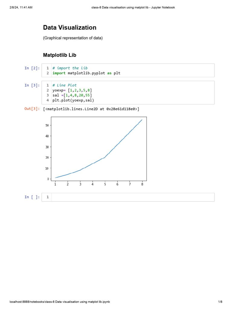 Class-8 Data Visualisation Using Matplot Lib - Jupyter Notebook | PDF ...