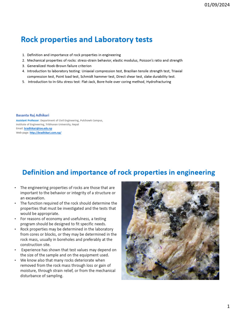 Chapter - 2 - Rock Properties and Laboratory Tests (1) | PDF | Strength ...