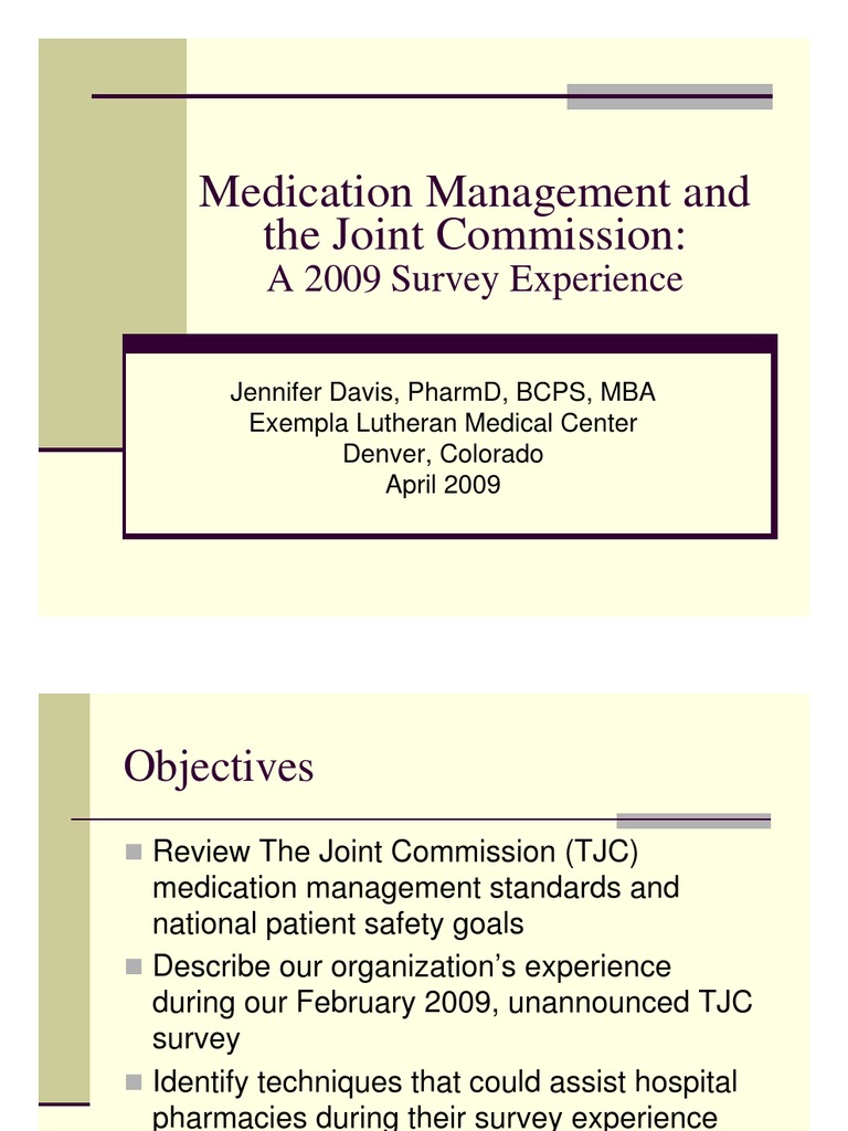 Joint Commission Slides | PDF | Pharmacy | Joint Commission