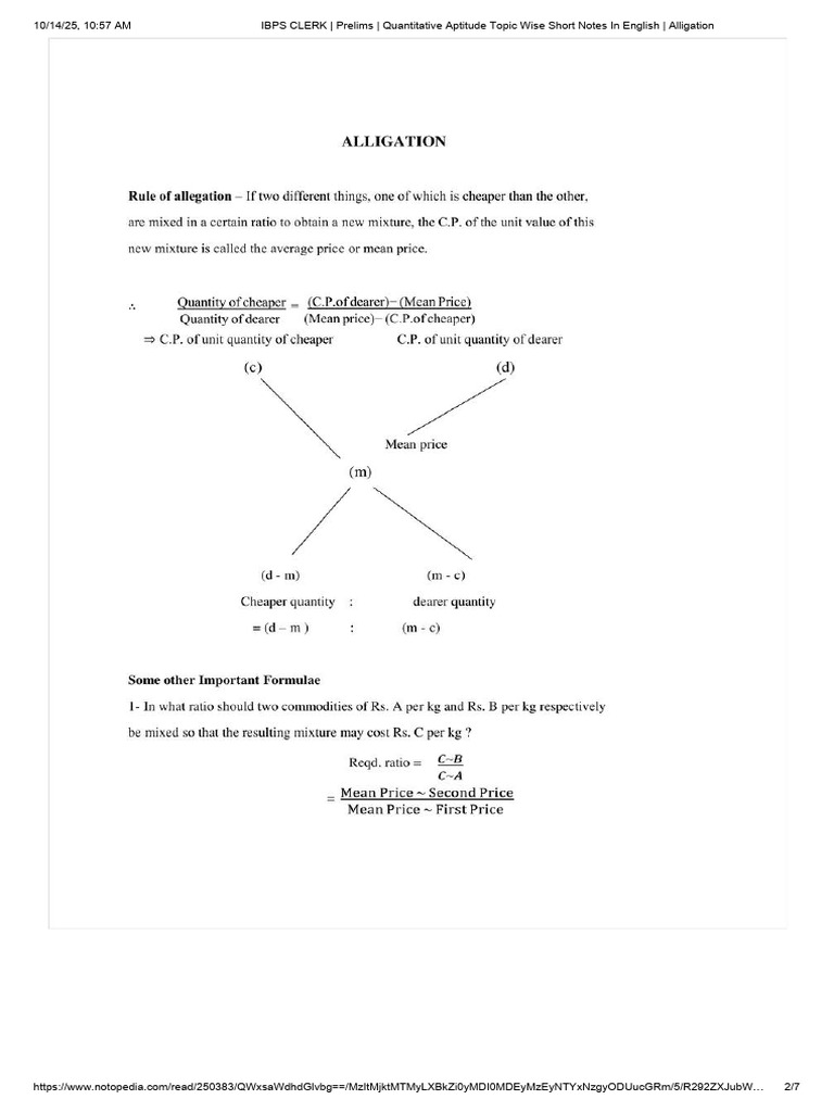 IBPS CLERK - Prelims - Quantitative Aptitude Topic Wise Short Notes in ...