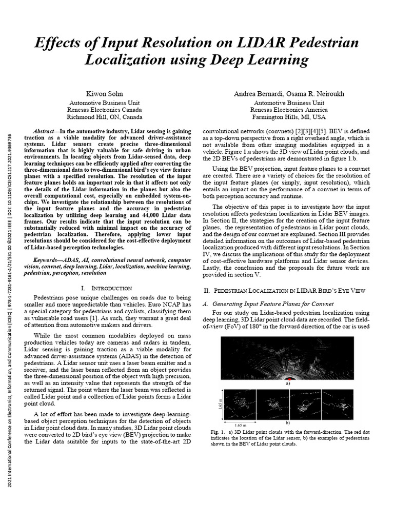 LIDAR Resolution Impact on Pedestrian Localization | PDF | Lidar ...