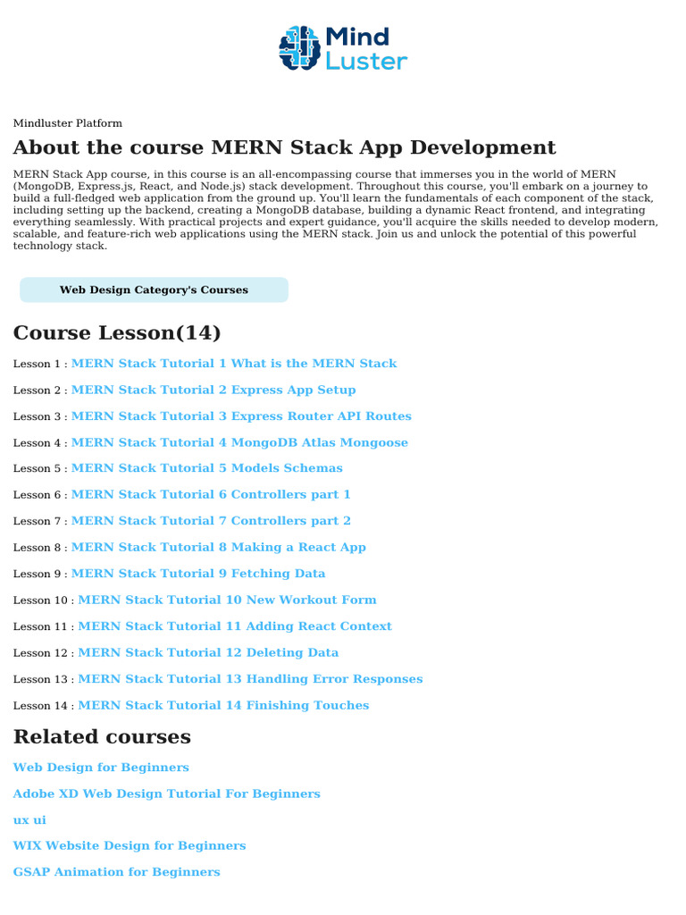 MERN Stack App Development Course Content | PDF
