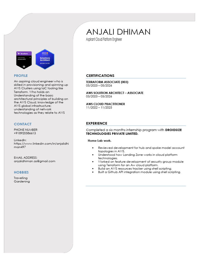 Anjali Dhiman RESUME | PDF