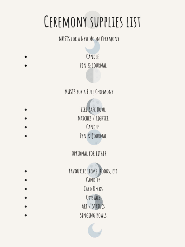 Ceremony Supplies List | PDF