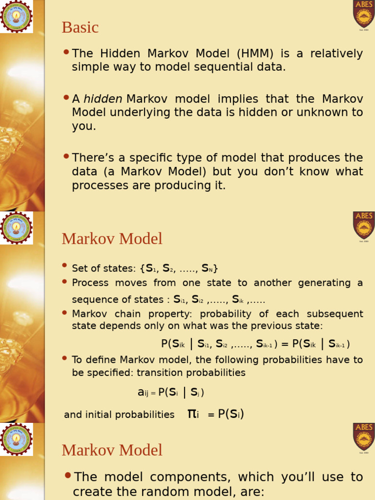 Unit 3 Topic 9 Hidden Markov Models CETL | PDF | Markov Chain | Statistical Models
