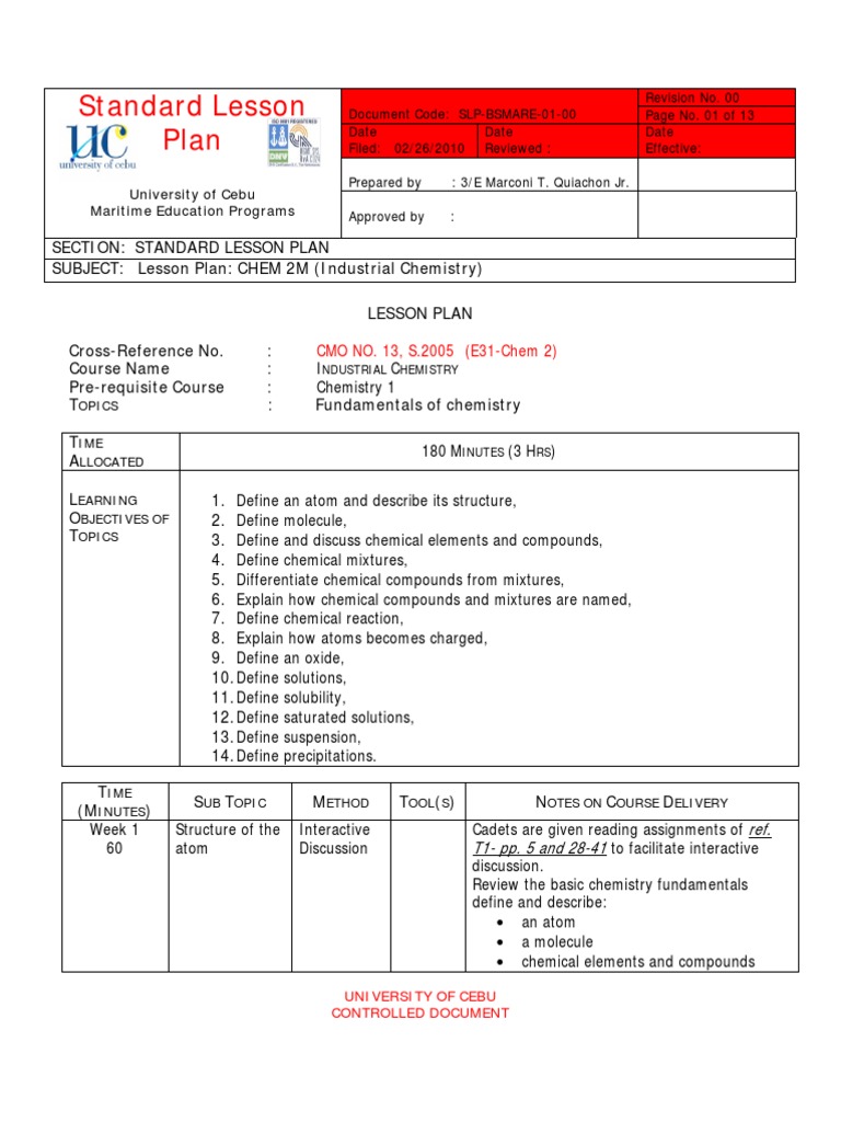 Industrial Chemistry Lesson Plan | PDF | Corrosion | Fuel Oil
