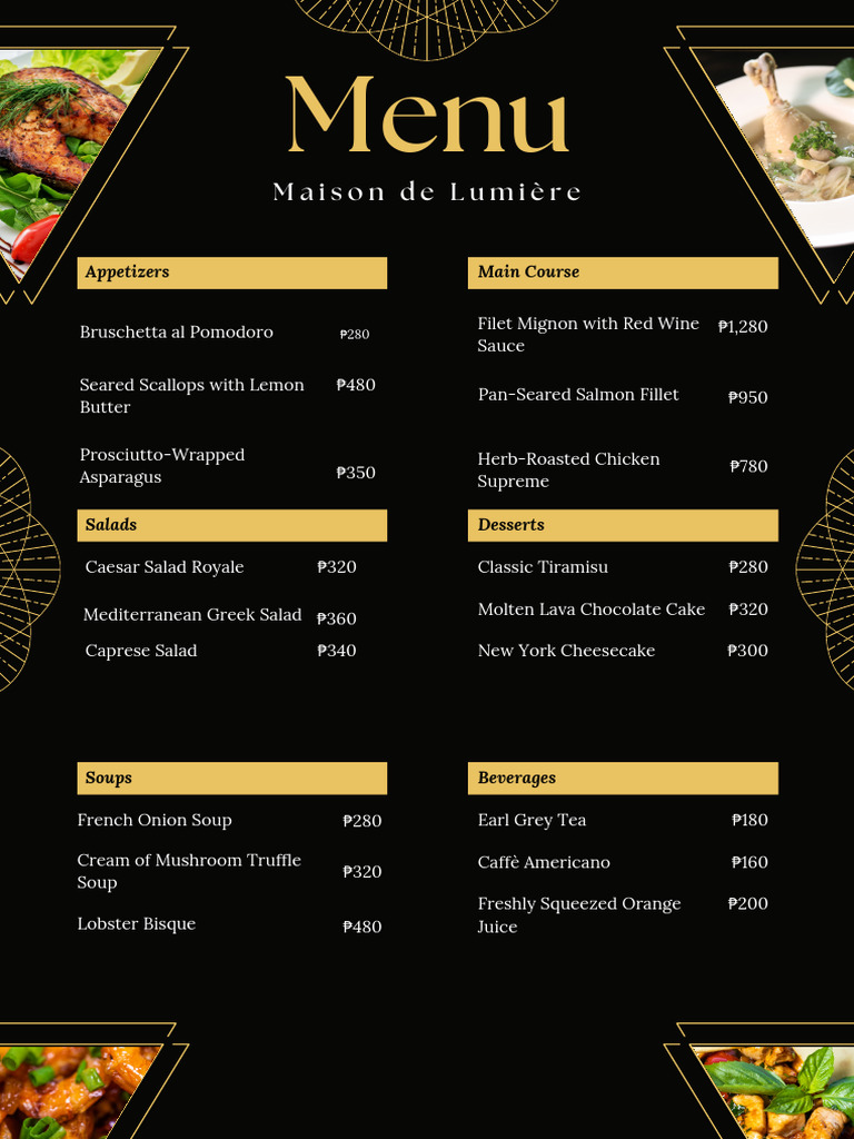 Yellow and Black Lines Restaurant Menu 20250922 204357 0000 | PDF