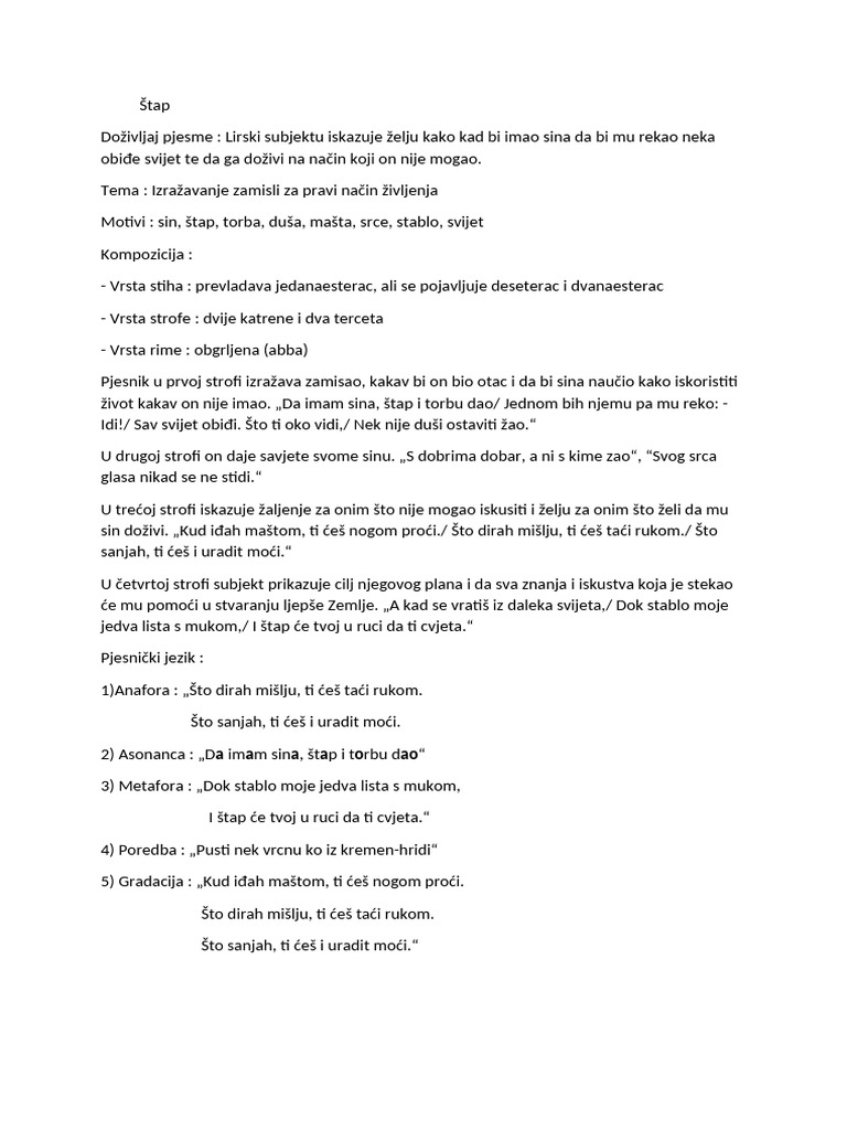 Nazor - Interpretacija Pjesama | PDF
