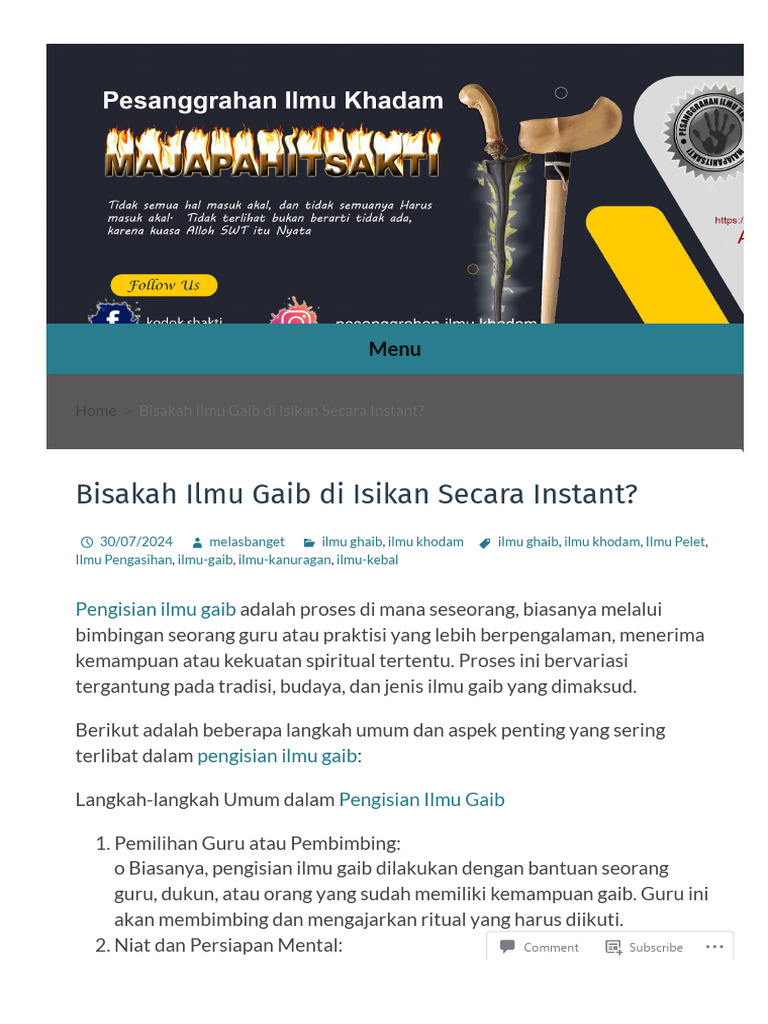 Pengisian Ilmu Gaib: Proses dan Etika | PDF