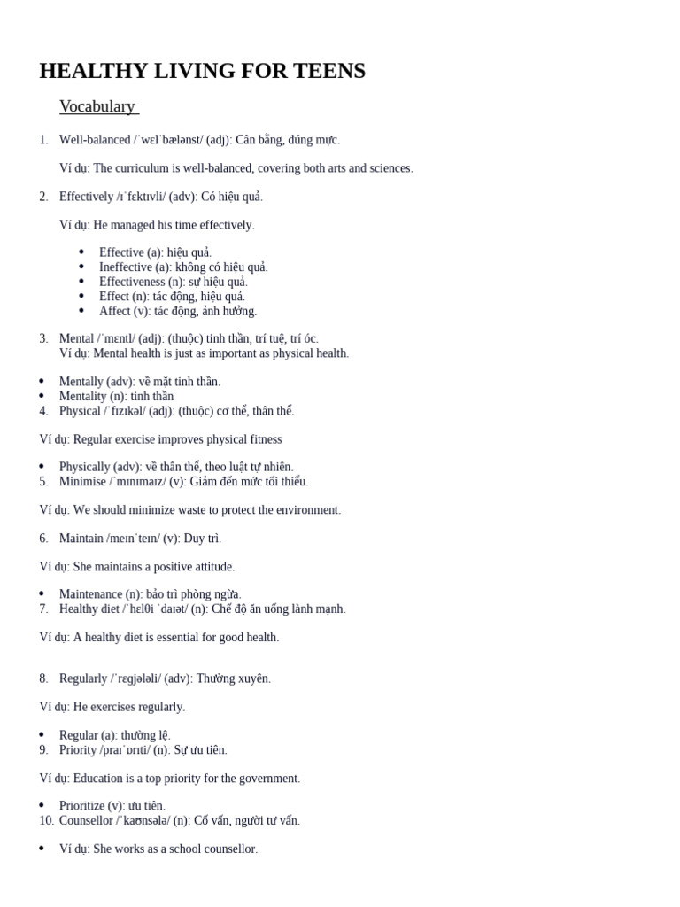 Essential Vocabulary for Teen Wellness | PDF | Procrastination ...