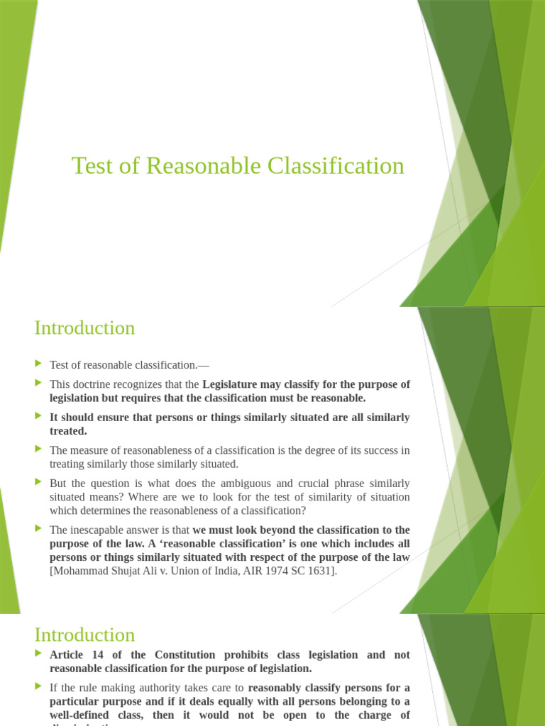 Understanding Reasonable Classification in Law | PDF | Equal Protection ...