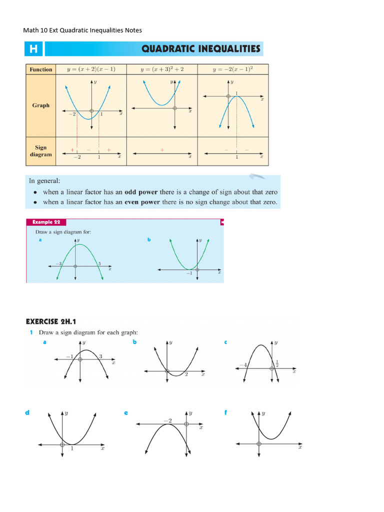 Quadratic Inequalities Solutions Guide | PDF