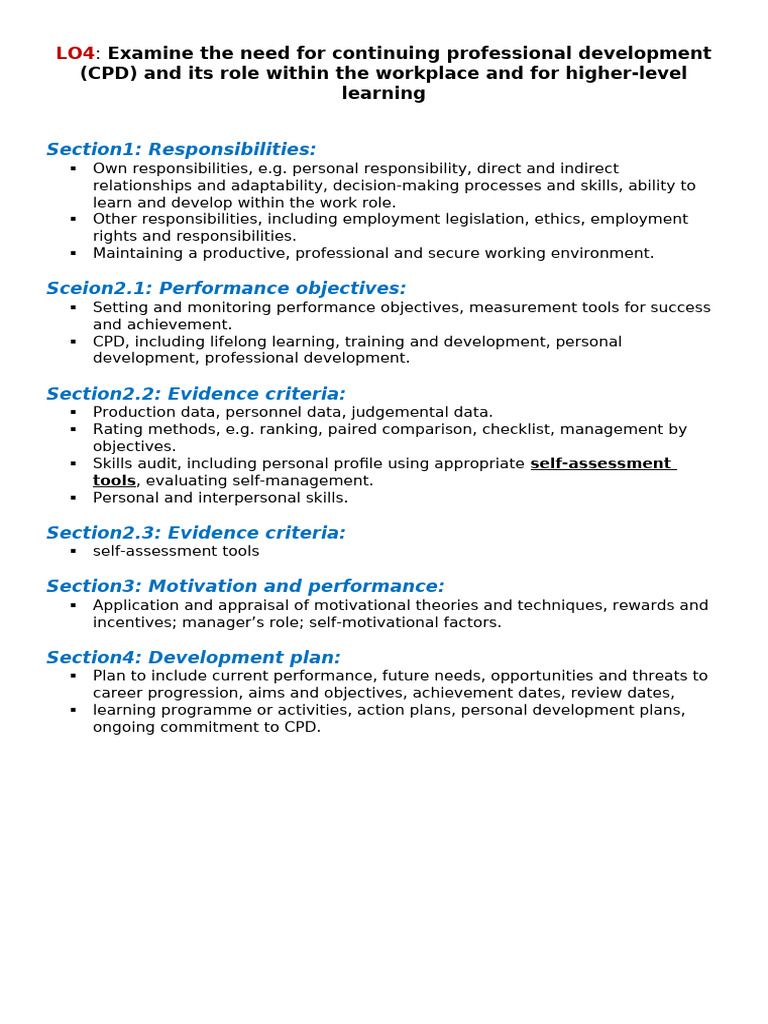 LO4 - Summary - Examine The Need For Continuing Professional ...