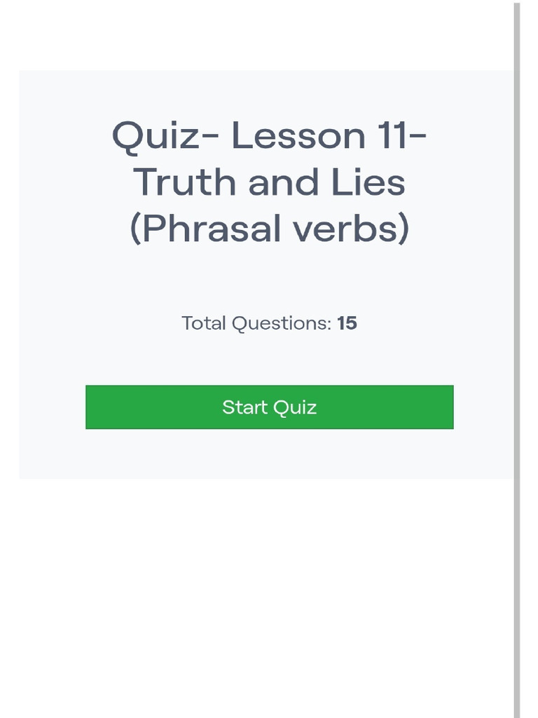 11) ? Quiz - Lesson 11 - Truth and Lies | PDF