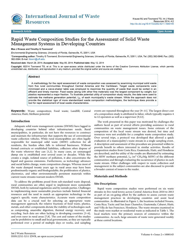 Rapid Waste Composition in Rural Areas | PDF | Waste | Municipal Solid ...
