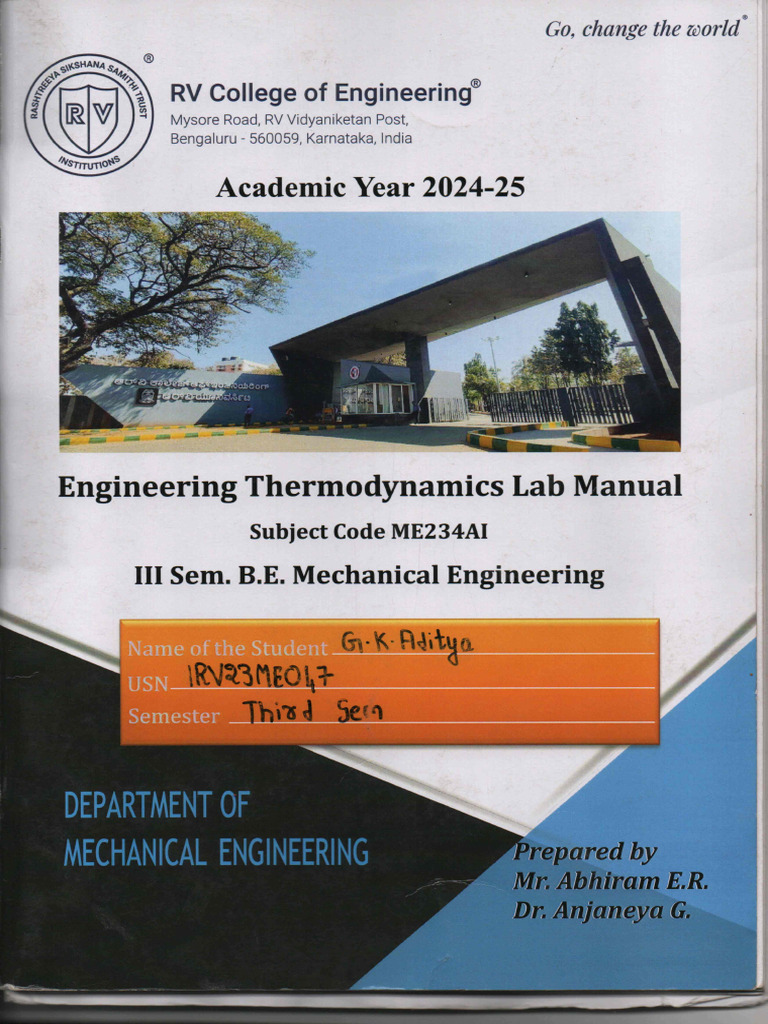 Thermo Lab Manual | PDF