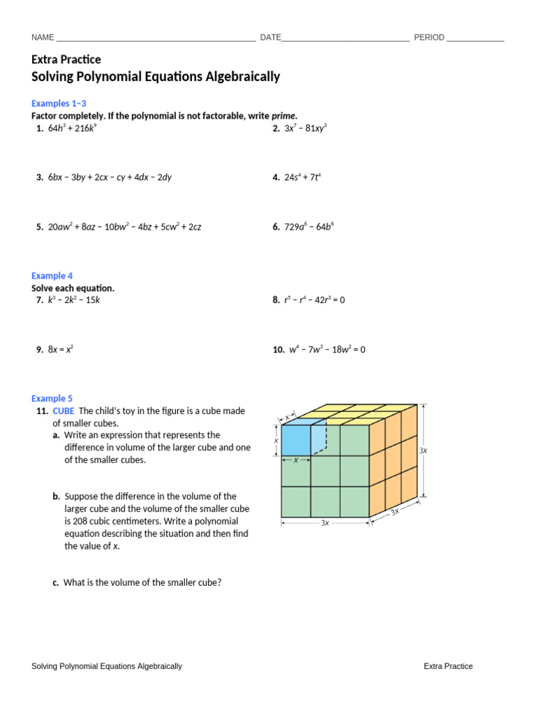 Solving Polynomial Equations Algebraically | PDF | Equations | Polynomial