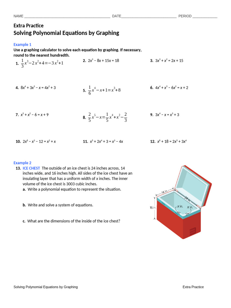 Graphing Polynomial Equations Practice | PDF
