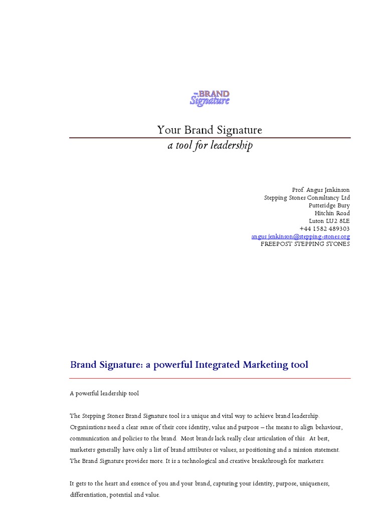 Your Brand Signature: A Tool For Leadership | PDF | Brand | Strategic ...