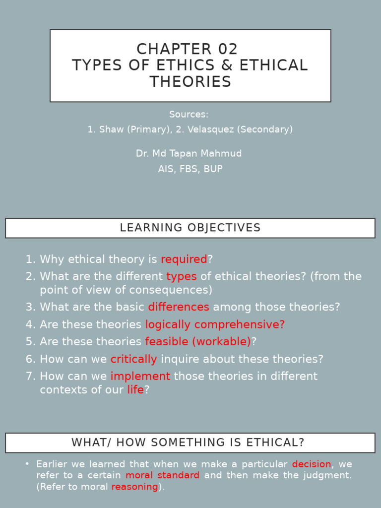 02 Types of Ethics and Ethical Theories (MTM) | PDF | Utilitarianism ...