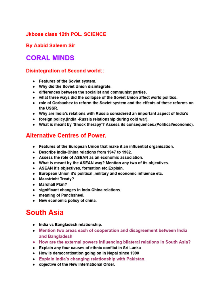 Pol Science Class 12 | PDF | Globalization | Indian National Congress