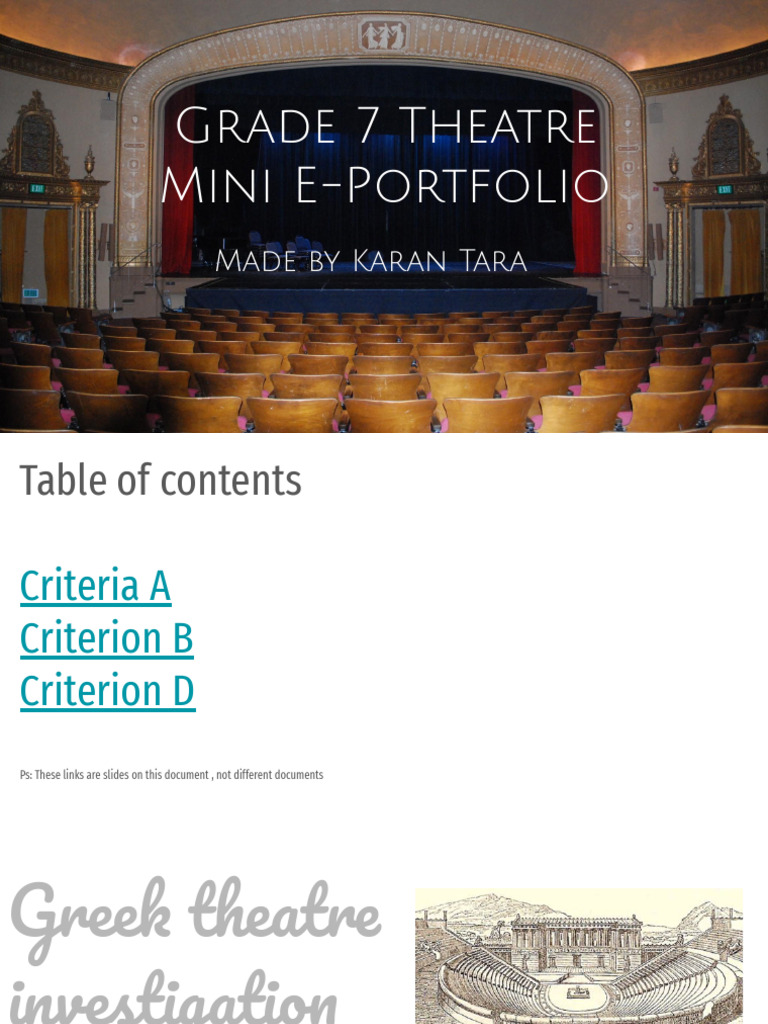 Karan Tara - Theatre Mini E-Portfolio | PDF | Theatre | Performing Arts