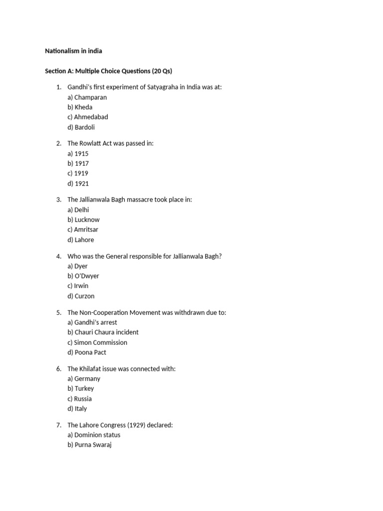 Nationalism in India | PDF | Mahatma Gandhi | Indian Independence Movement