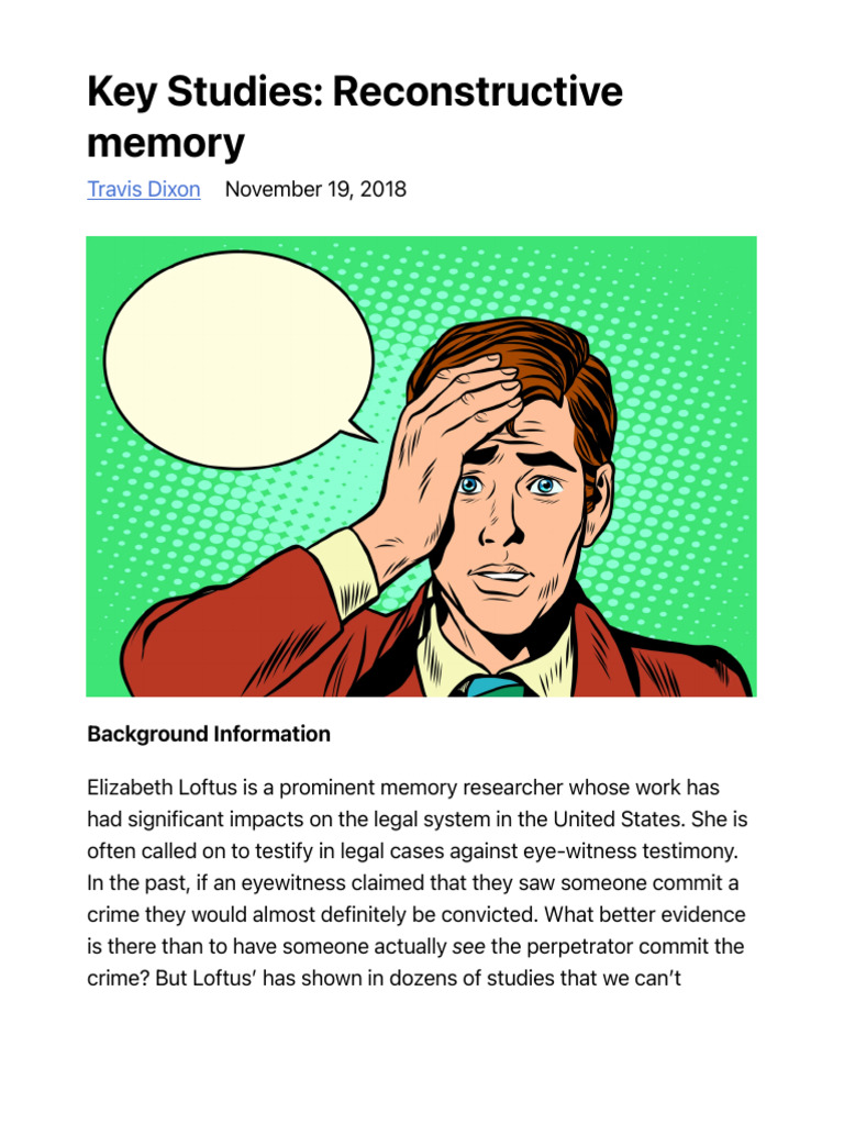 Key Studies - Reconstructive Memory - IB Psychology | PDF | Cognition