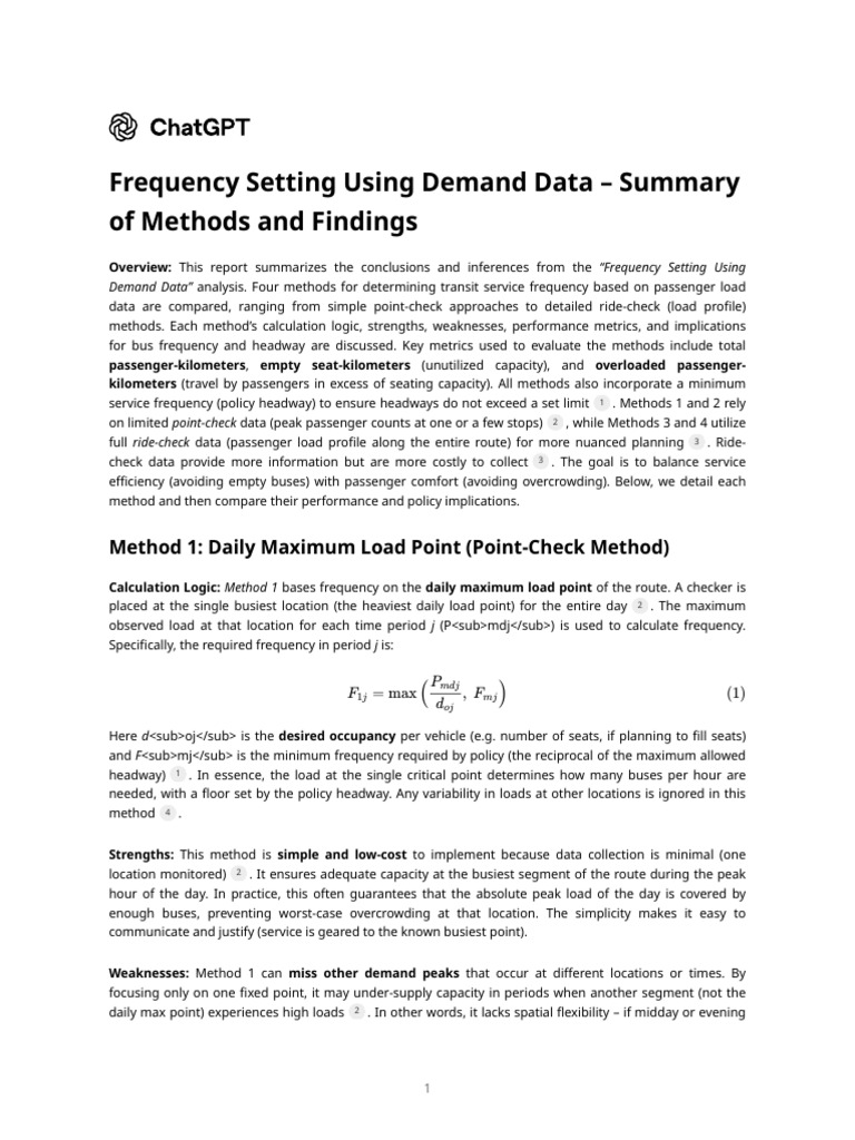 Frequency Setting Using Demand Data - Summary of Methods and Findings ...