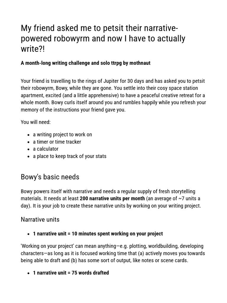 Petsitting a Narrative Robowyrm Guide | PDF