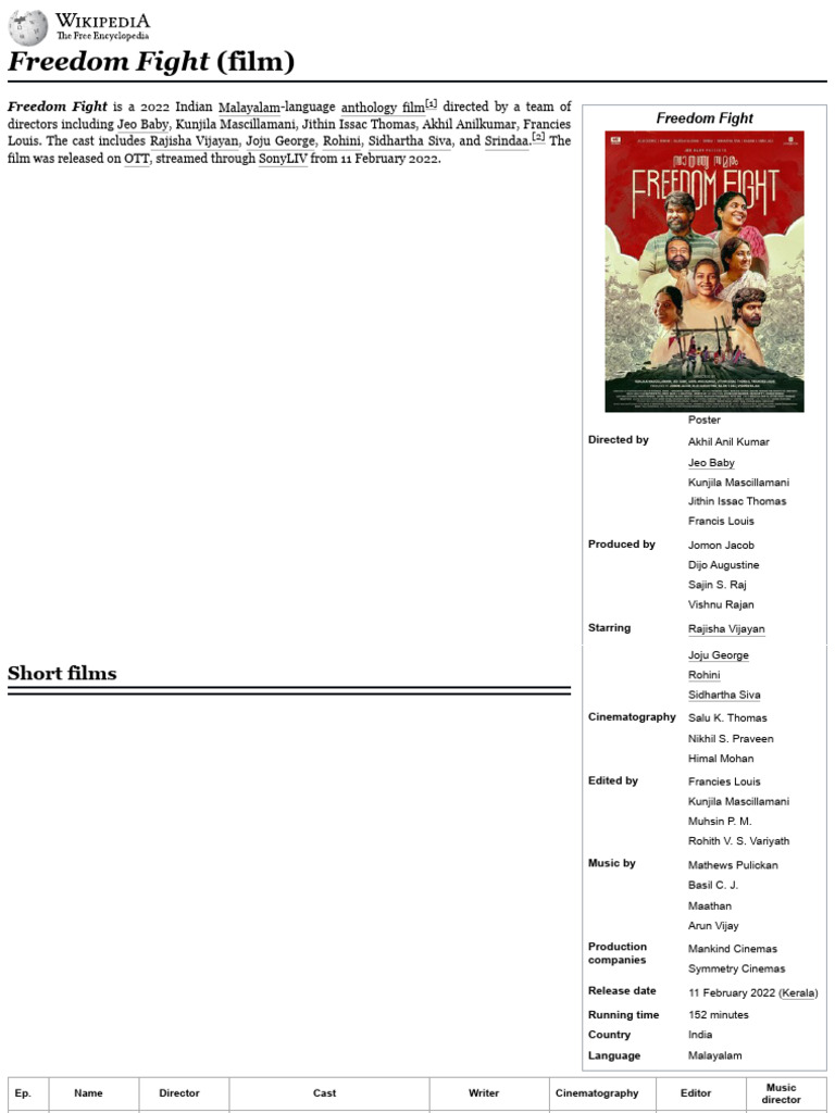 Freedom Fight (Film) - Wikipedia | PDF | Cinema Of India