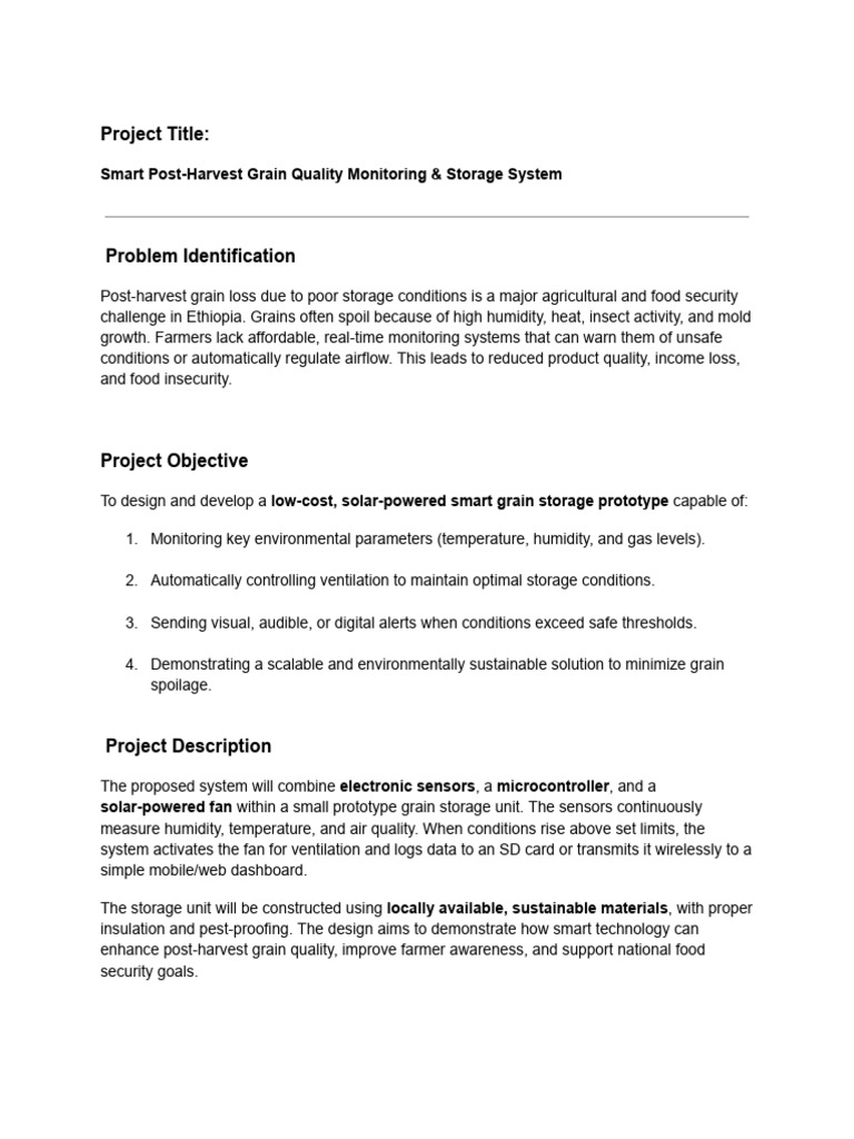 Smart Grain Storage Monitoring System | PDF | Food Security ...