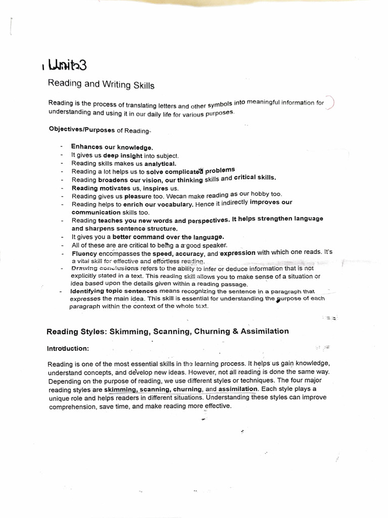 Unit - 3 Reading Styles | PDF