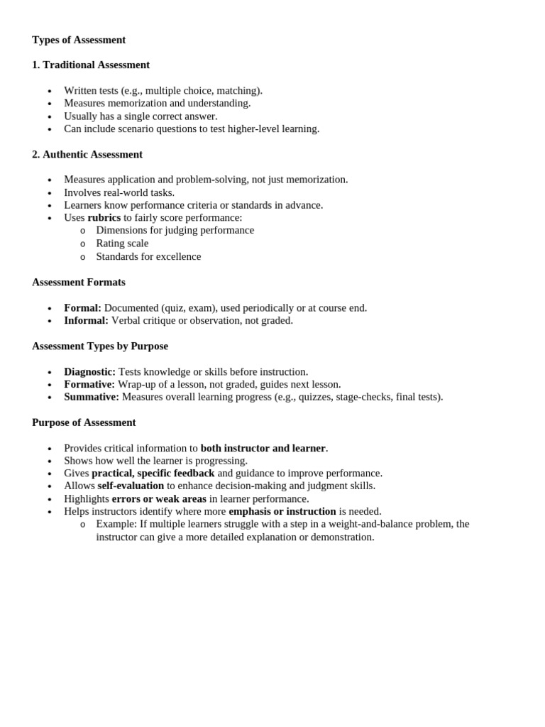 Assessment Types and Principles Explained | PDF | Educational ...