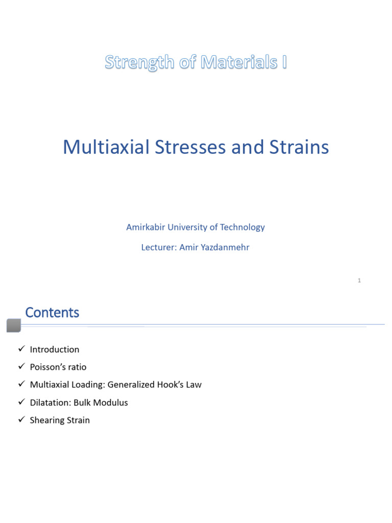 Multiaxial Stresses and Strains Explained | PDF | Deformation ...