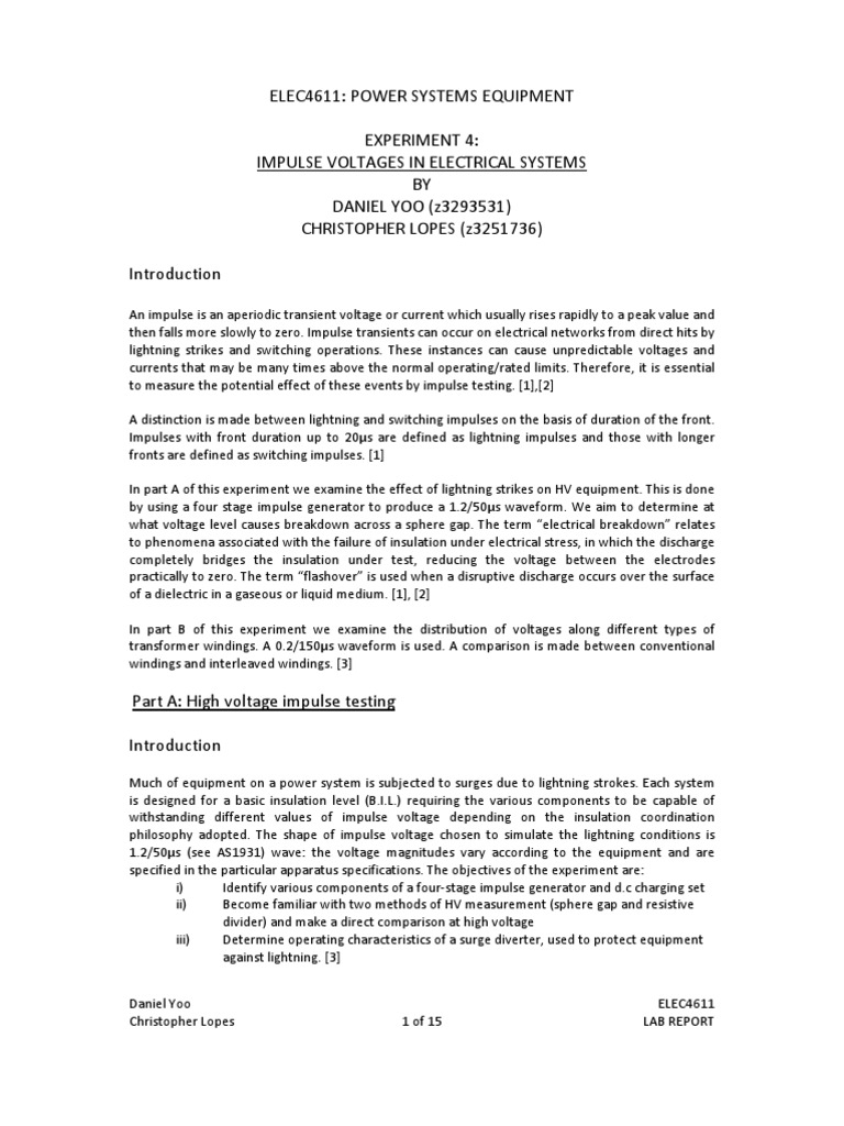 Lab Report Pdf Electrical Breakdown Capacitor