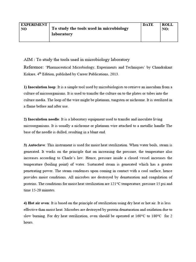 Microbiology Laboratory Tools Overview | PDF | Sterilization (Microbiology)