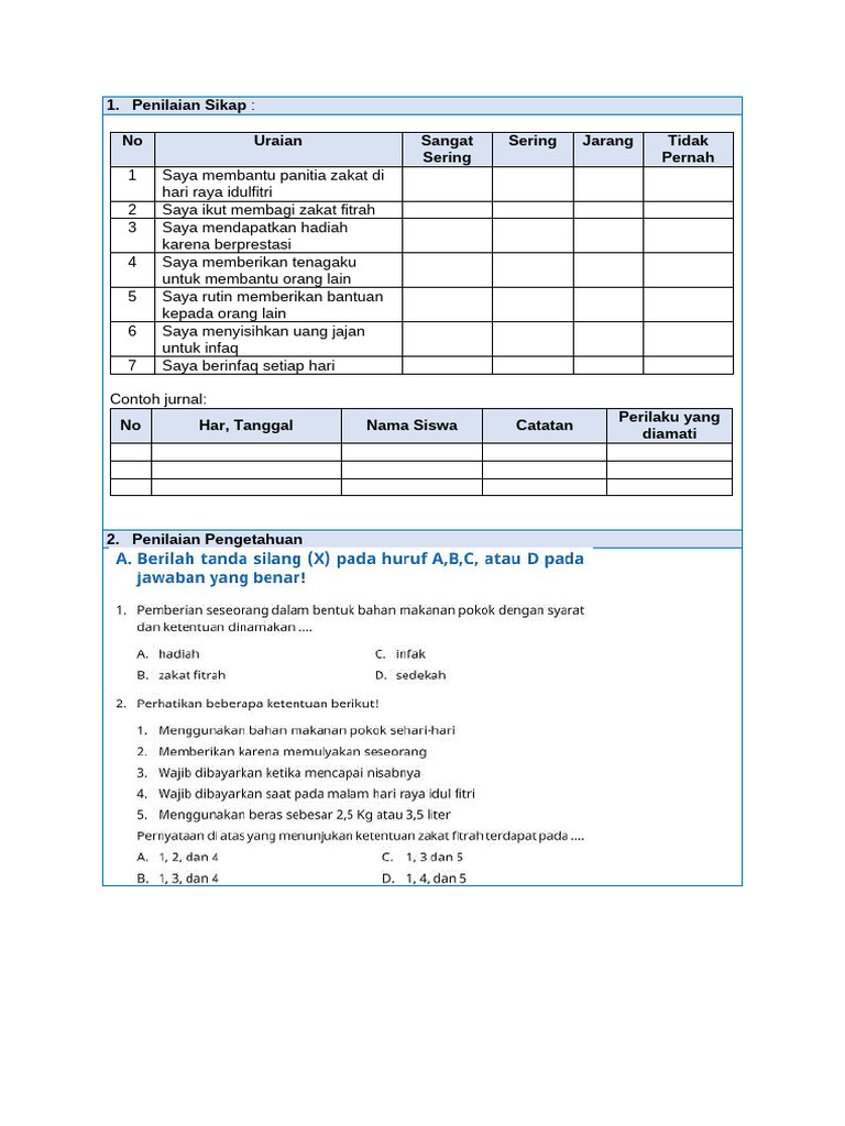 Penilaian Sikap dan Pengetahuan Zakat | PDF