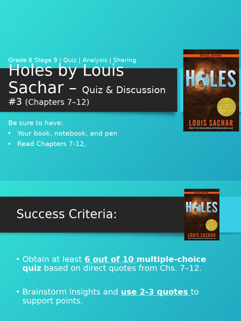 Holes Quiz & Discussion: Chapters 7-12 | PDF